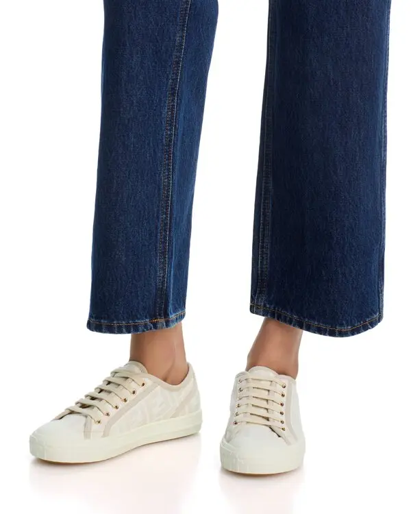 Fendi Domino Ff Fabric Low Top Sneakers - Brown