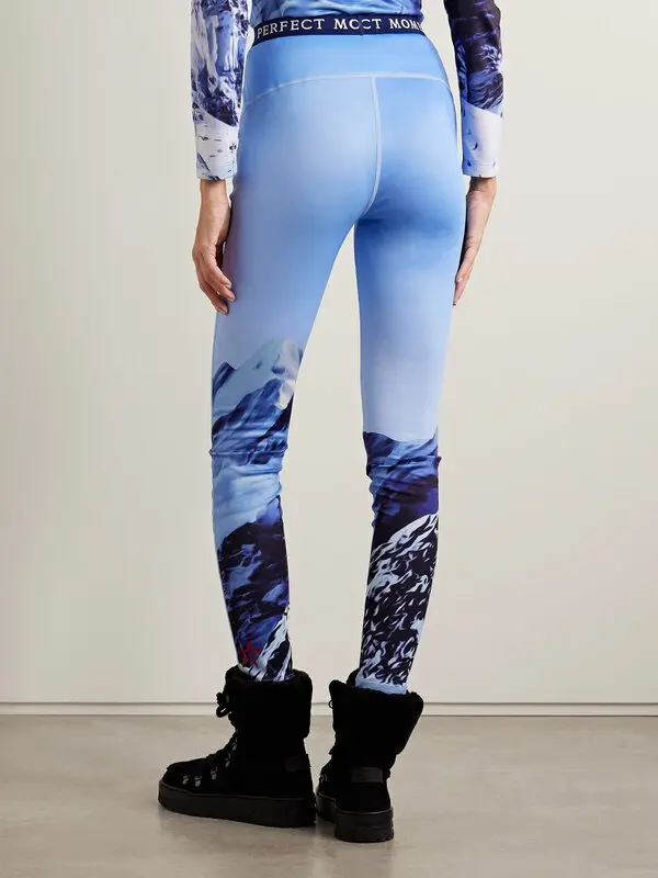 Perfect Moment Printed Stretch-jersey Leggings - Blue