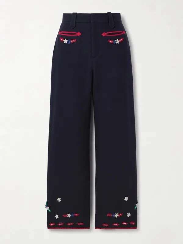 BODE Carroll Appliquéd Wool Felt Pants