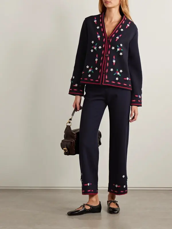 BODE Carroll Appliquéd Wool Felt Pants