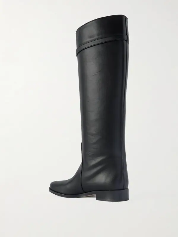 Staud Harlow Leather Knee Boots - Black
