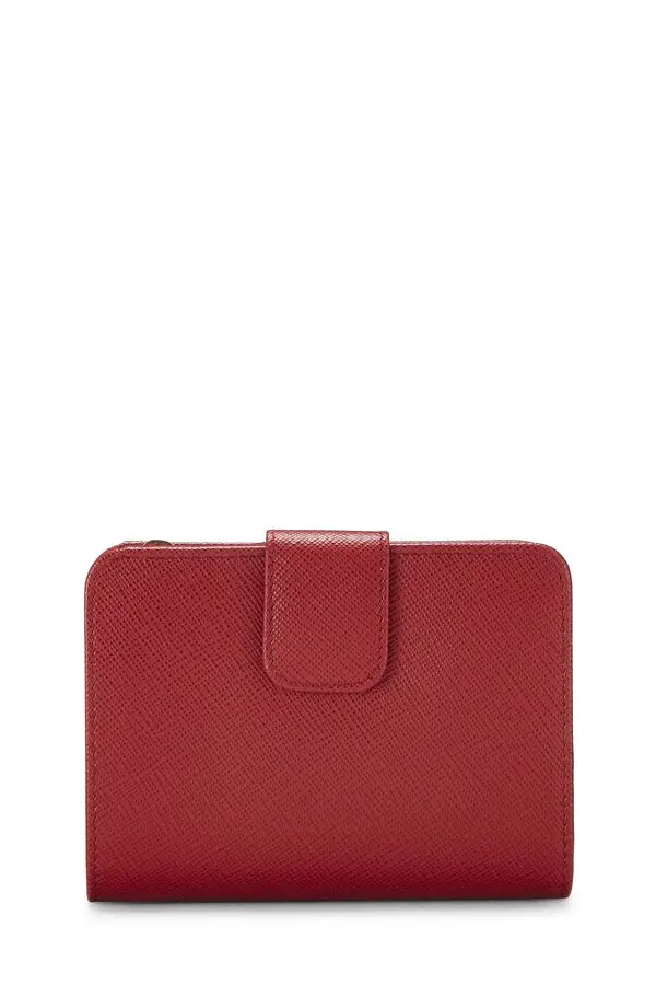 Prada Saffiano Zip Around Compact Wallet