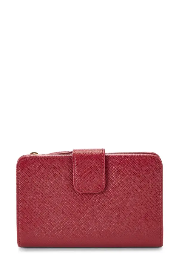 Prada Saffiano Zip Around Compact Wallet