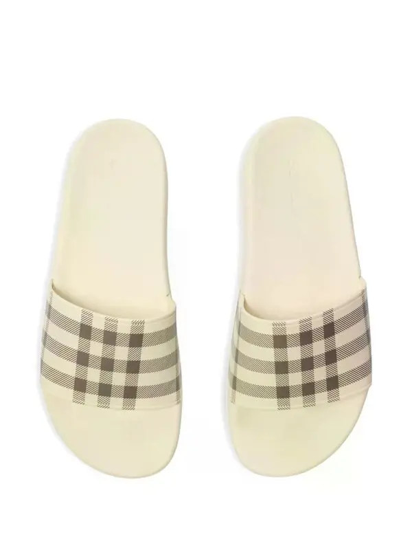 Burberry Check Slides - Neutrals