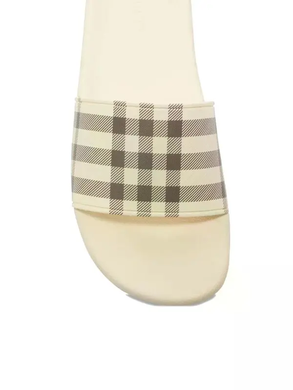 Burberry Check Slides - Neutrals