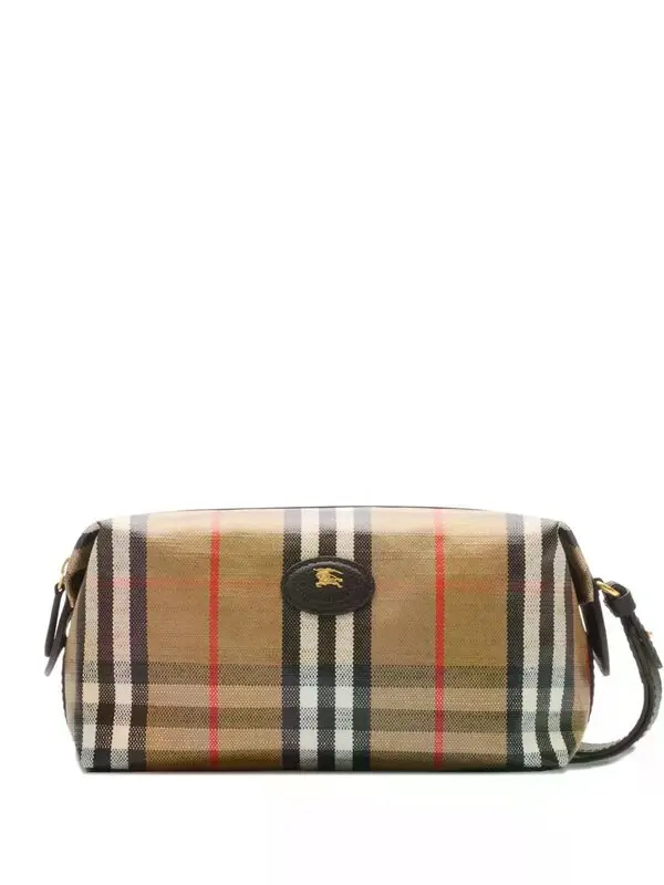Burberry Highlands Travel Pouch Jacquard Check - Neutrals