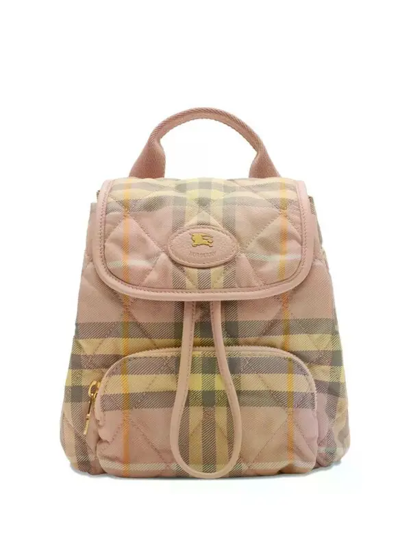Burberry Horseshoe Quilted Check Mini Backpack - Pink