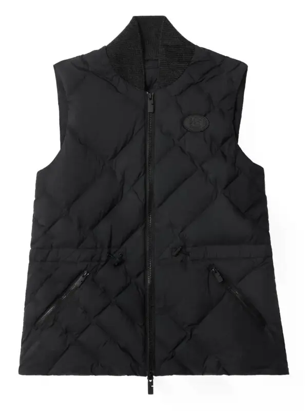Burberry Check-stitch Quilted Gilet With Leather Knight Stamp