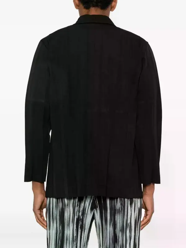 Issey Miyake Pleated Buttoned Blazer - Black
