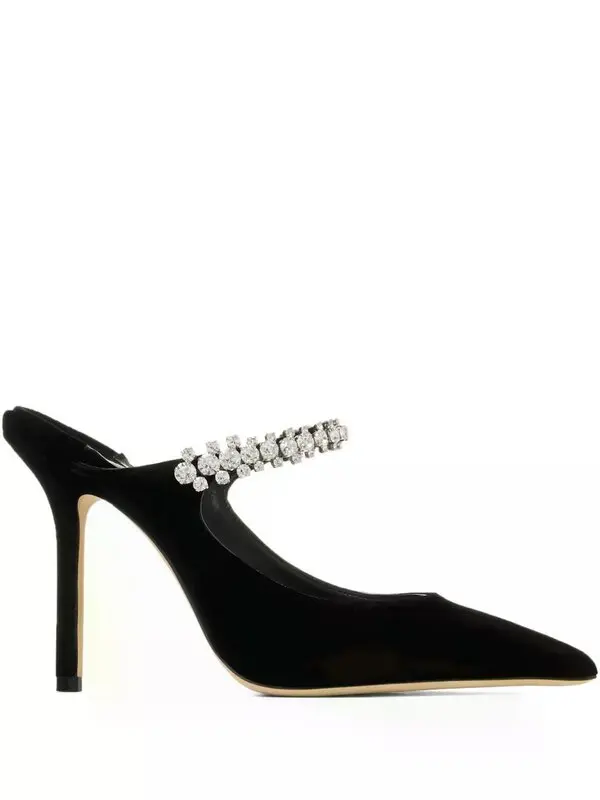 JIMMY CHOO Bing 100 Crystal-embellished Heeled Mules - Black