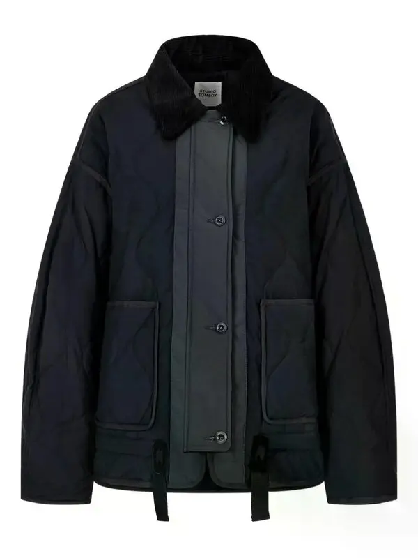 STUDIO TOMBOY Quilted Corduroy-collar Jacket - Blue