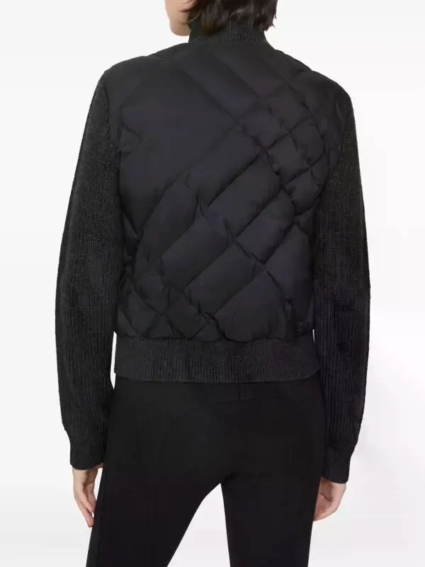 Burberry Quilted Puffer Jacket With Leather Knight Stamp - Black