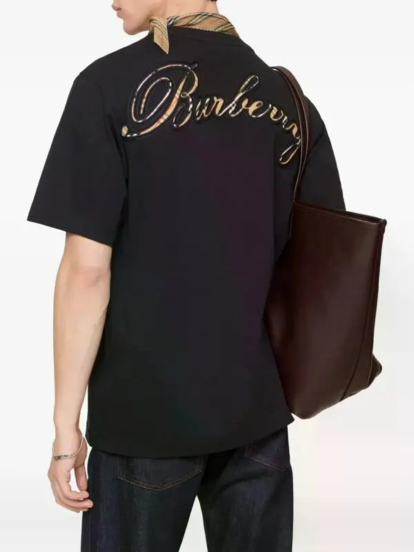 Burberry Cursive Logo Cotton T-shirt - Black