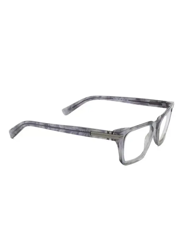Zegna Striped Rectangle Eyeglasses - Grey