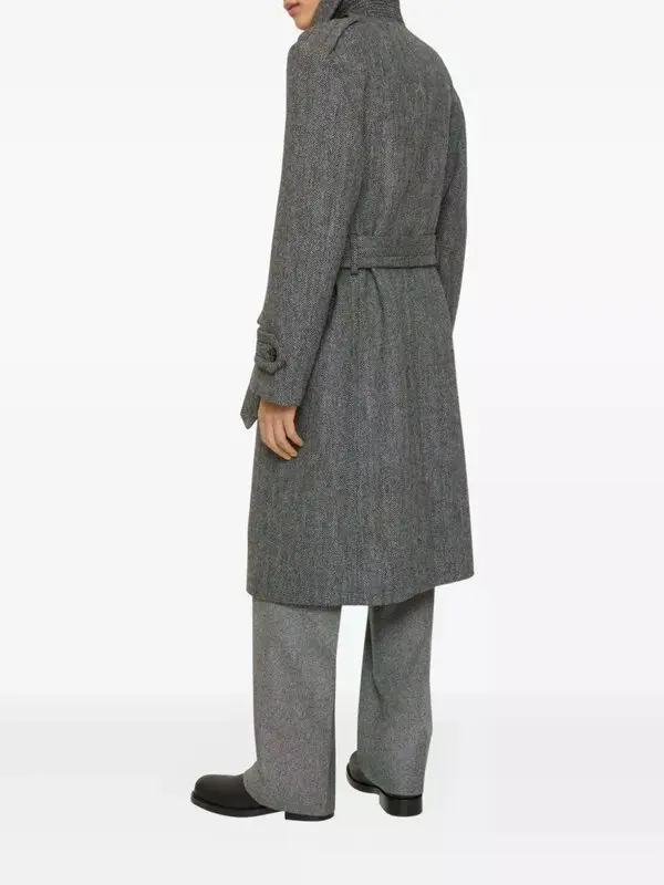 Burberry Herringbone Wool Trench Coat
