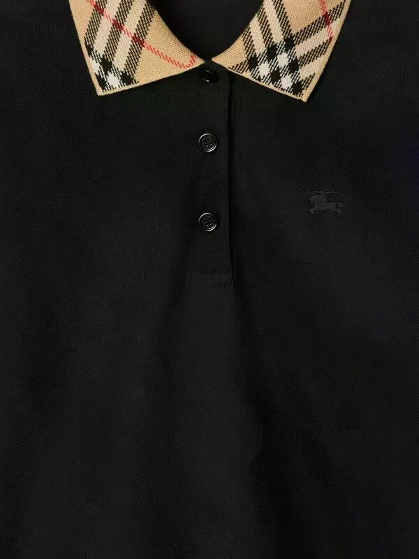 Burberry Check Collar Cotton Piqué Polo Shirt