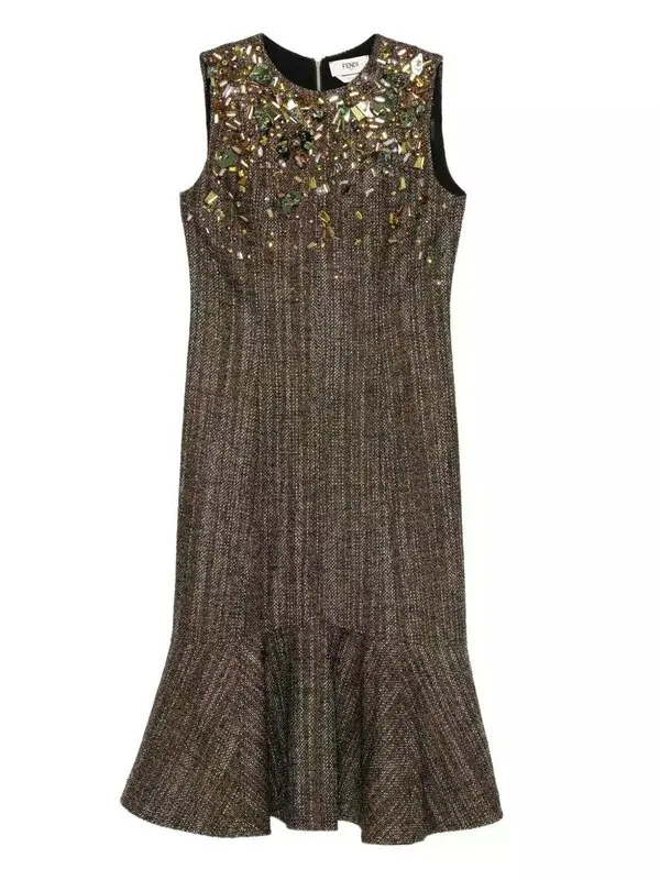 Fendi Embellished Ruffled Dress