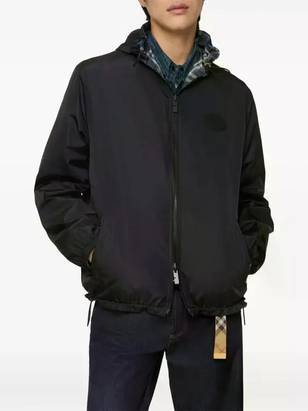 Burberry Check-pattern Hooded Reversible Jacket - Blue