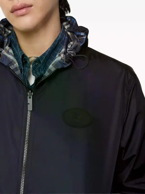 Burberry Check-pattern Hooded Reversible Jacket - Blue