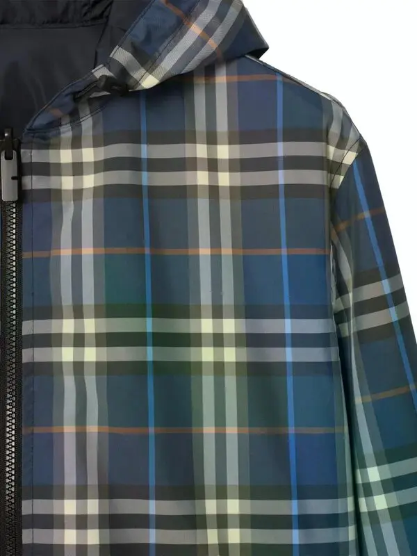 Burberry Check-pattern Hooded Reversible Jacket - Blue
