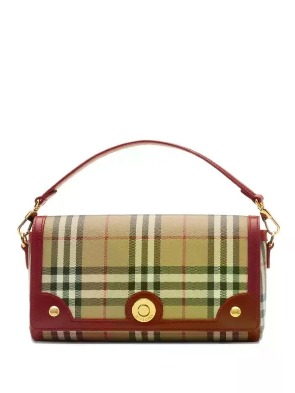 Burberry Check Coated Cotton Blend And Calf Leather Note Crossbody Bag - Neutrals