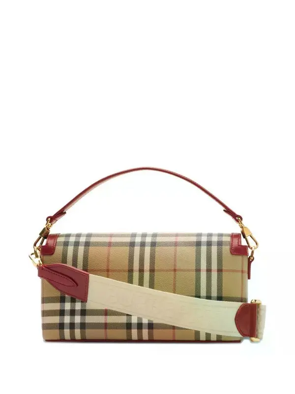 Burberry Check Coated Cotton Blend And Calf Leather Note Crossbody Bag - Neutrals