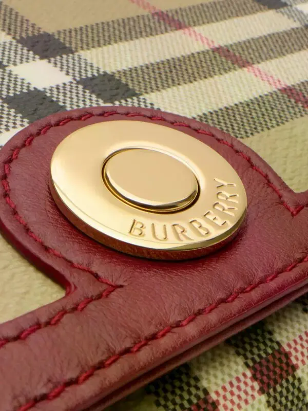 Burberry Check Coated Cotton Blend And Calf Leather Note Crossbody Bag - Neutrals