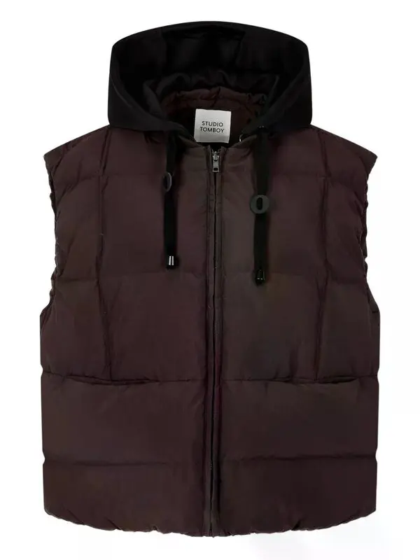 STUDIO TOMBOY Detachable-hood Vest - Brown