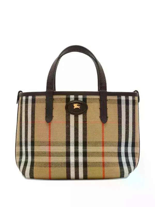 Burberry Mini Bloomsbury Reversible Check Tote Bag - Brown