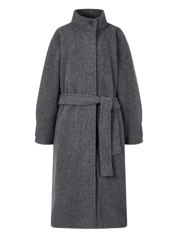 STUDIO TOMBOY High Collar Belted Coat - Grey