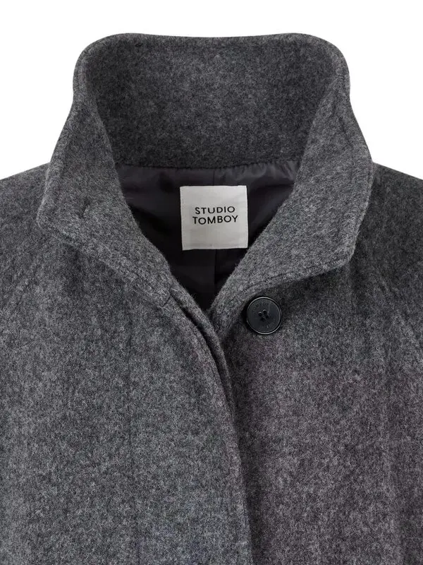 STUDIO TOMBOY High Collar Belted Coat - Grey