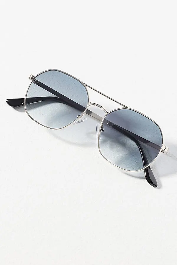 Anthropologie Round Aviator Sunglasses - Silver