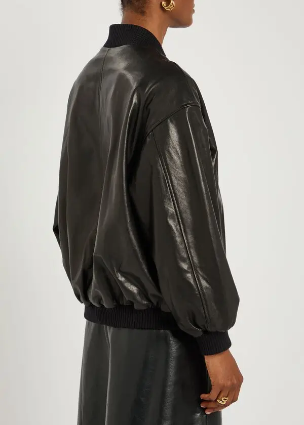 Nour Hammour Marley Leather Bomber Jacket - Black