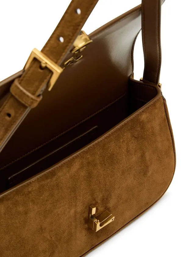 Saint Laurent Solferino Suede Shoulder Bag - Brown