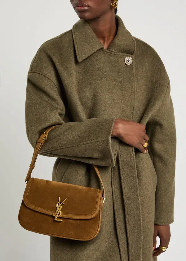 Saint Laurent Solferino Suede Shoulder Bag - Brown