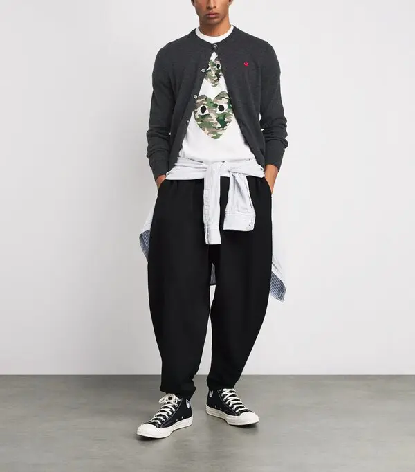 Play Comme Des Garcon Wool Cardigan With Mini Heart Appliqu - Grey