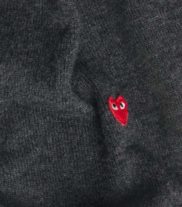 Play Comme Des Garcon Wool Cardigan With Mini Heart Appliqu - Grey