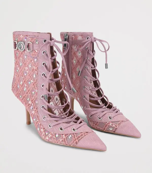 Kurt Geiger Embellished Mansion Corset Ankle Boots - Pink
