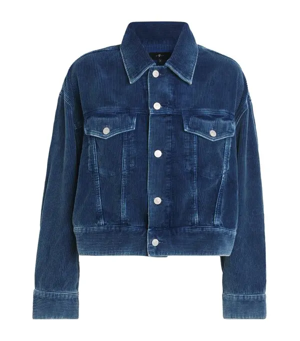 7 For All Mankind Corduroy Oli Cropped Trucker Jacket