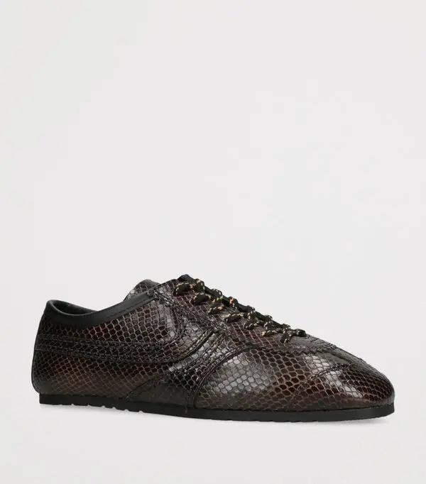 Dries Van Noten Leather Snakeskin-effect Dustin Sneakers - Brown