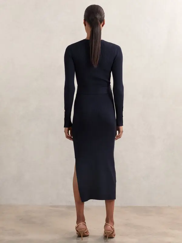 knitted bandeau dress Black Striped Knitted Bandeau Midi Dress main image 0