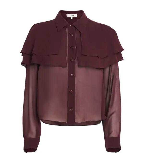 FRAME Silk Cape Blouse - Burgundy