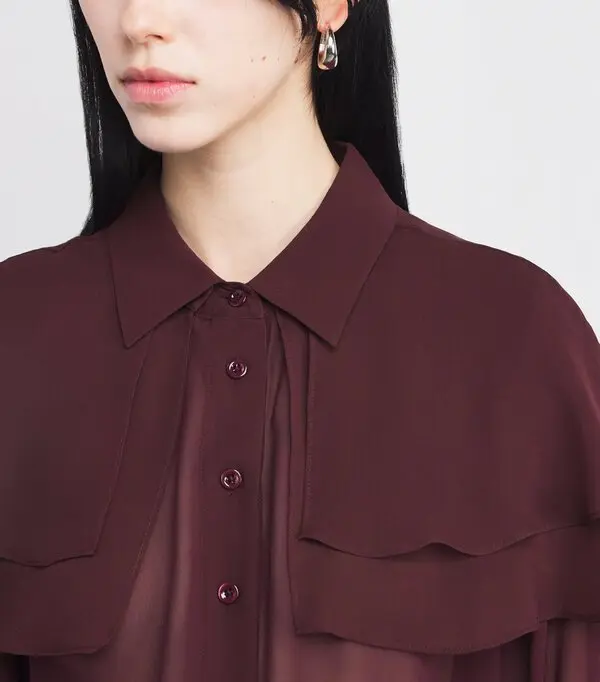 FRAME Silk Cape Blouse - Burgundy