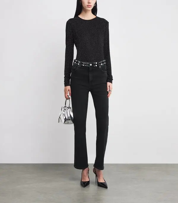 FRAME Le Sleek Studded Straight Jeans