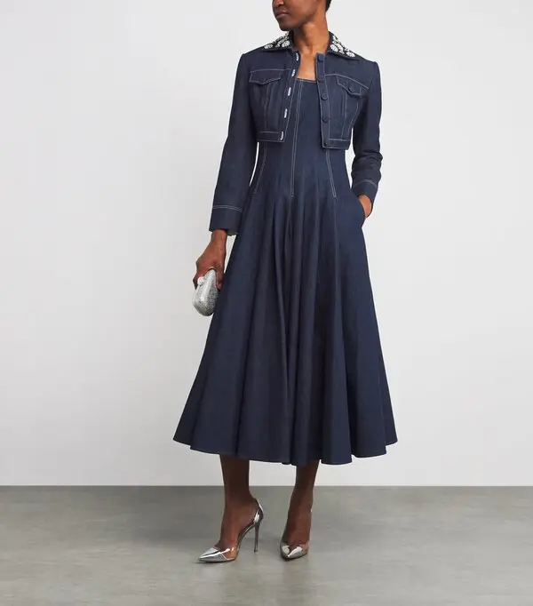huishan zhang denim dress Huishan Zhang Darla Denim Midi Dress In Navy - 23% Off