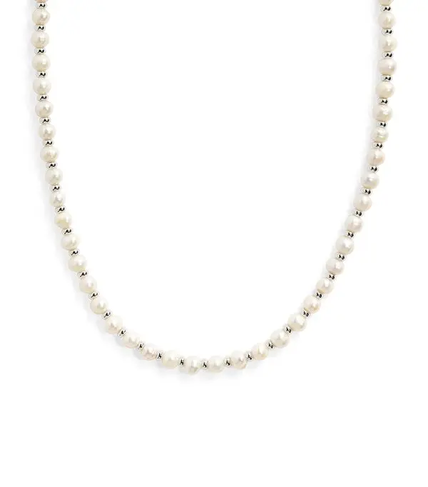 NIALAYA JEWELRY Freshwater Pearl And Stainless Steel Necklace - White