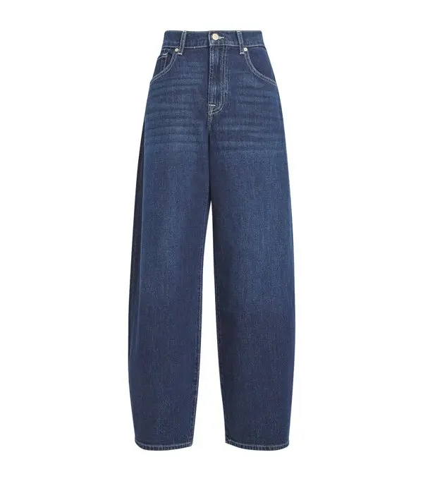 7 For All Mankind Bonnie Curvilinear Barrel-leg Jeans - Blue