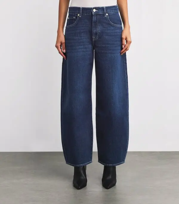 7 For All Mankind Bonnie Curvilinear Barrel-leg Jeans - Blue