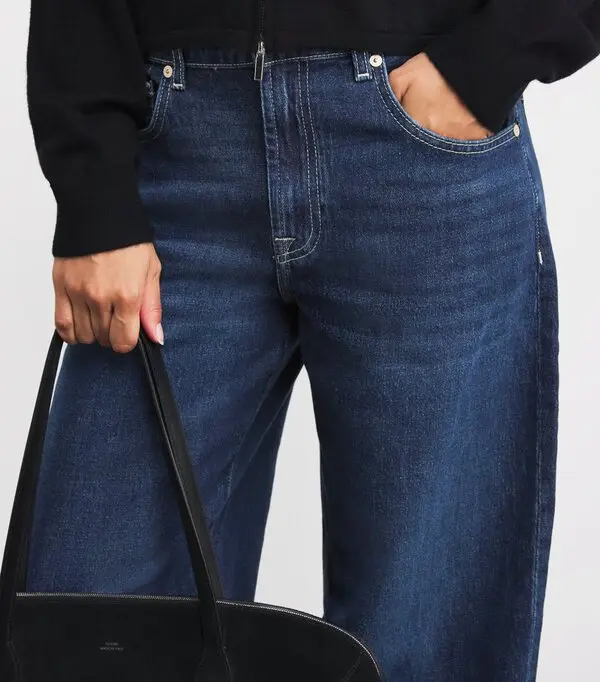 7 For All Mankind Bonnie Curvilinear Barrel-leg Jeans - Blue