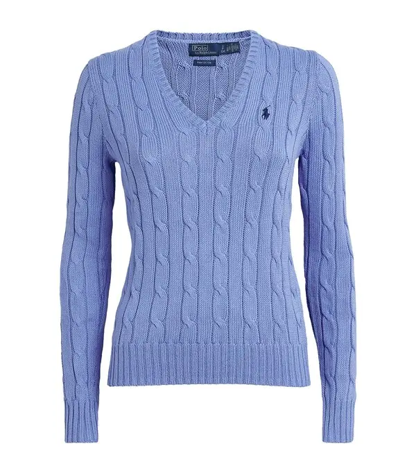 Polo Ralph Lauren Pima Cotton V-neck Julianna Sweater - Blue